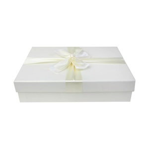 Single Rectangle Rigid Gift Box With Lid, Brown Interior & Satin Ribbon ...