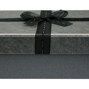 Dark Grey Box With Dark Grey Lid, Black Fabric Decorative Ribbon With ...