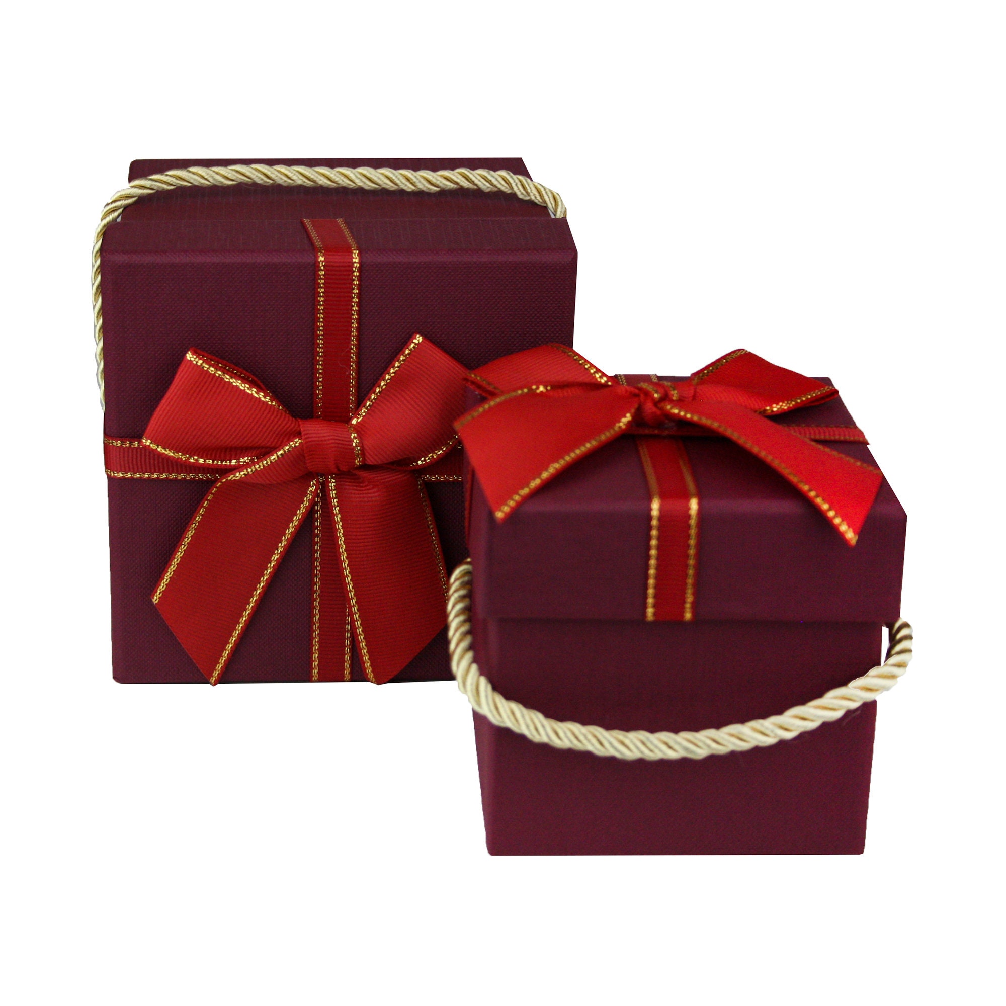 Set of 2 Rigid Luxury Square Shaped Presentation Box, Satin Ribbon Lid ...