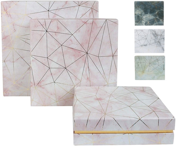 Set of 3 Rigid Square Luxury Presentation Gift Box Marble - Etsy