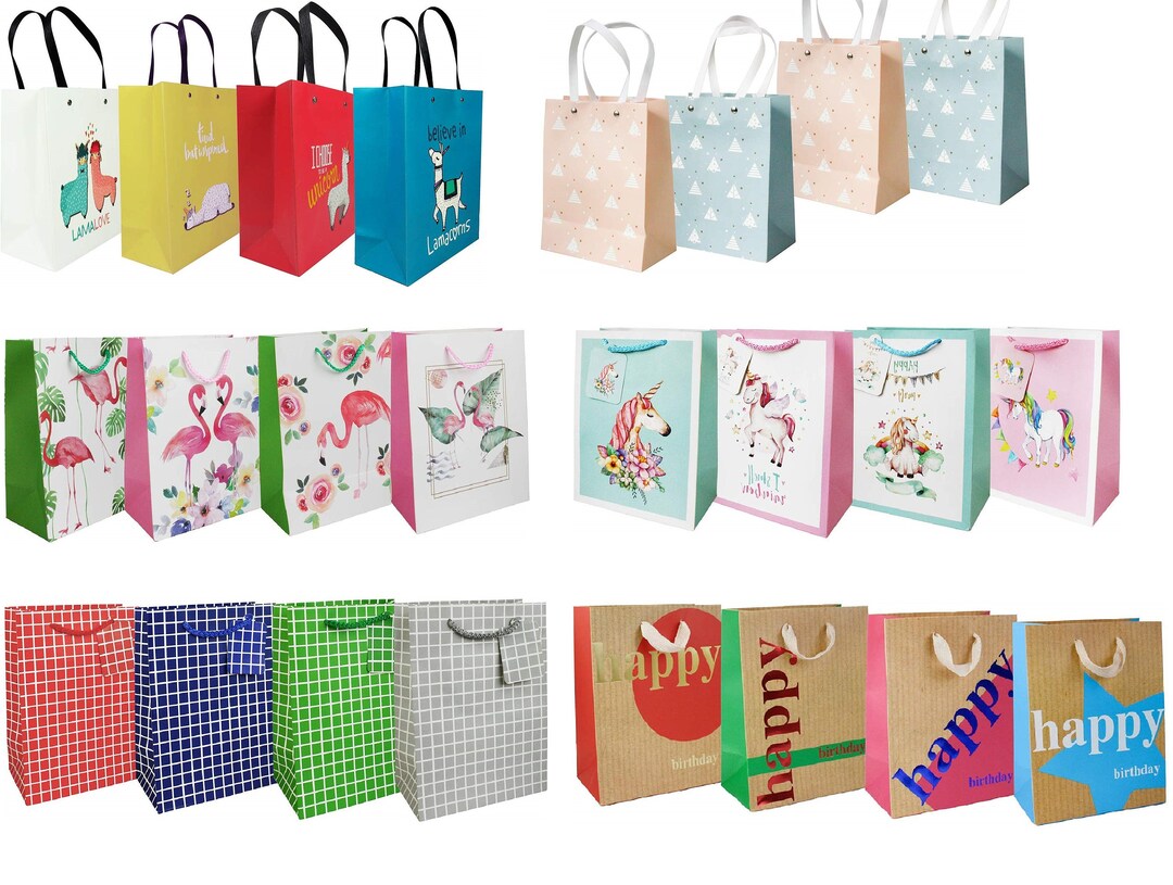 Set of 4 Luxury Gift Bag Strong Laminated Paper Mixed Colours 18 X 23 X ...