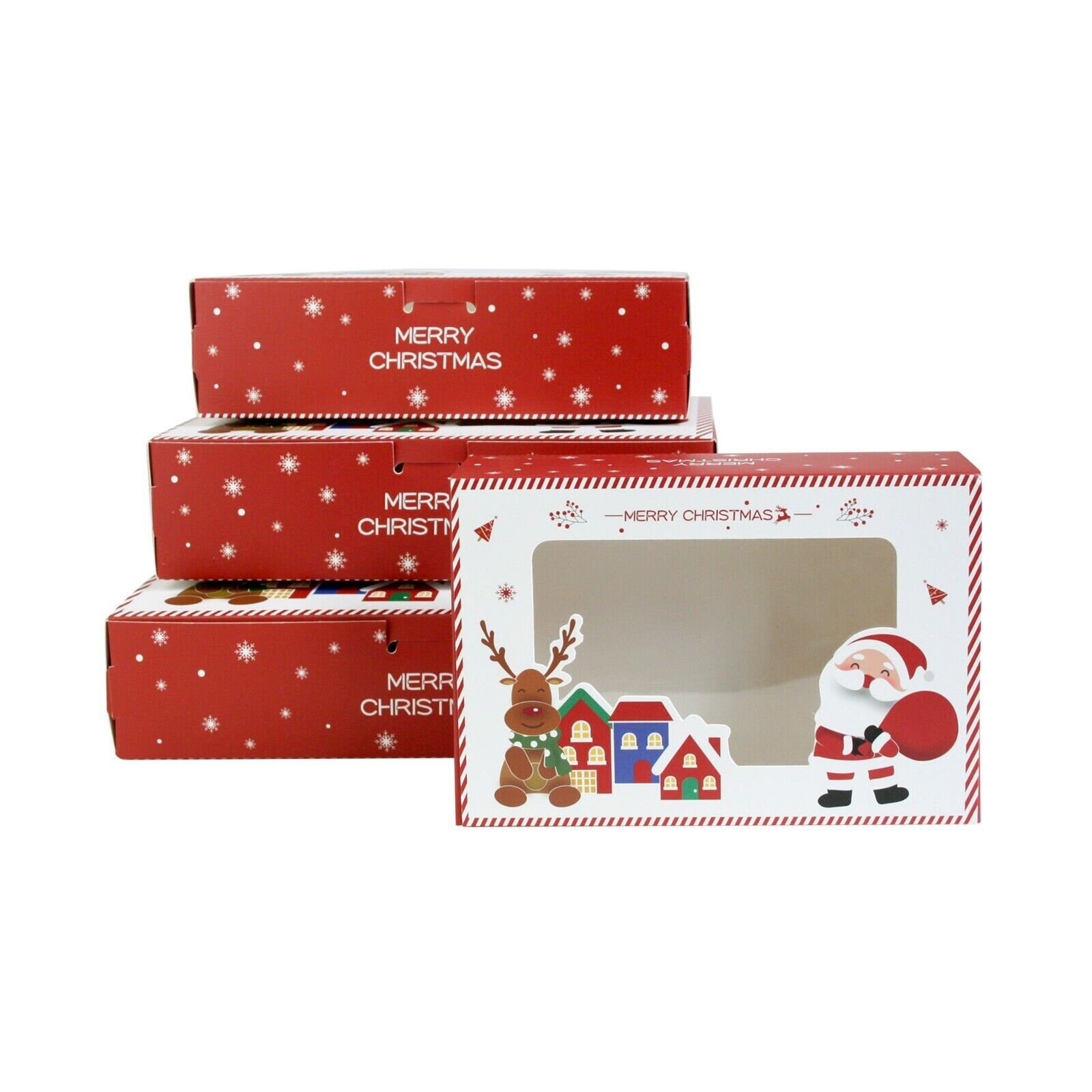 Pack of 12/36/96 White Red Santa Box With Clear Lid Gift Box for ...