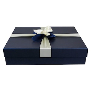 Single Rectangle Rigid Gift Box With Lid, Brown Interior & Satin Ribbon ...
