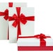 Set of 3 Rigid Gift Boxes, Textured Red Box With White Lid, Red Satin ...