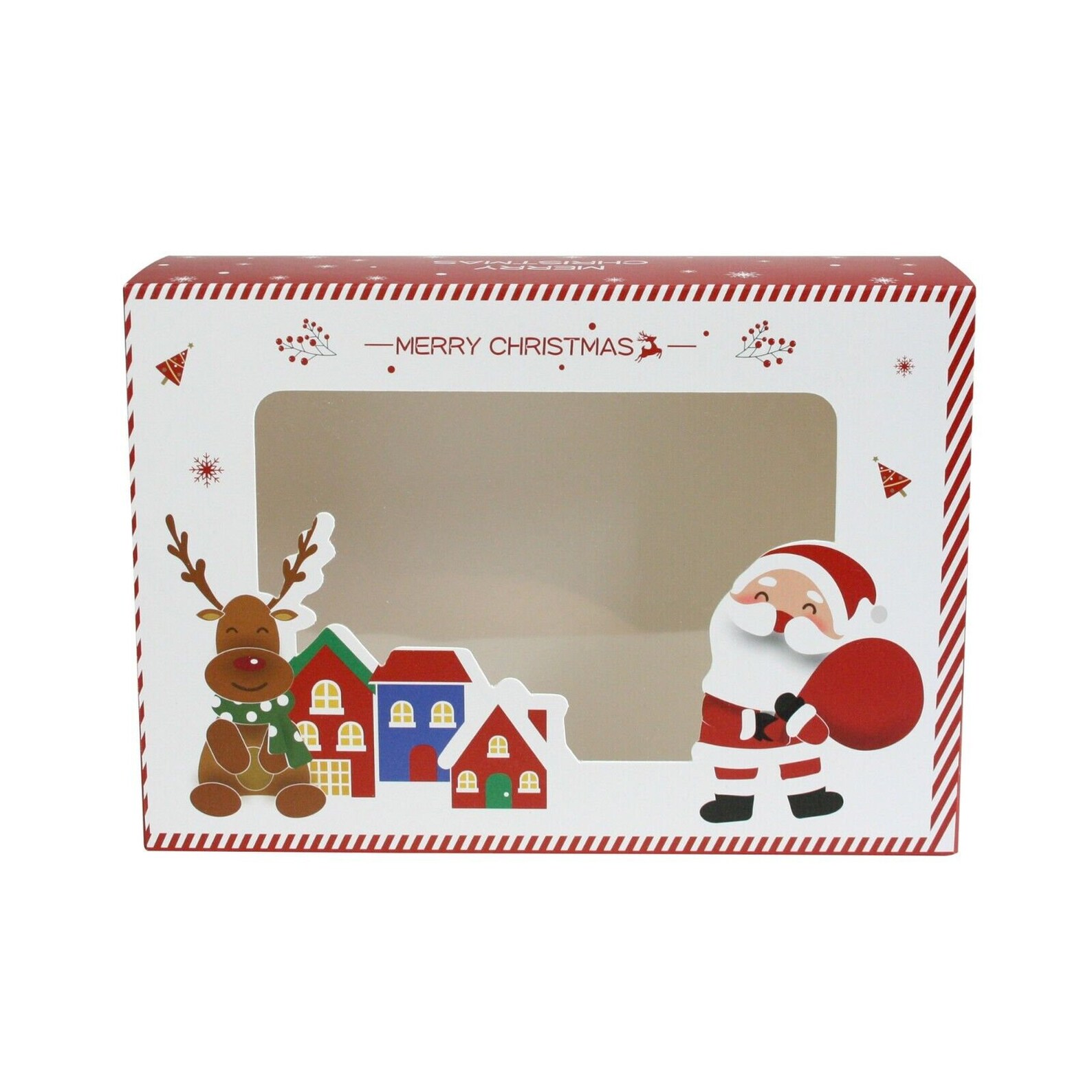Pack of 12/36/96 White Red Santa Box With Clear Lid Gift Box for ...