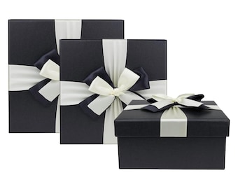 Set of 2 Rigid Luxury Rectangle Presentation Gift Box, Cream Box With ...