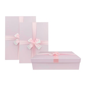 Set of 3 Rectangle Rigid Gift Box With Lid, Brown Interior & Satin ...