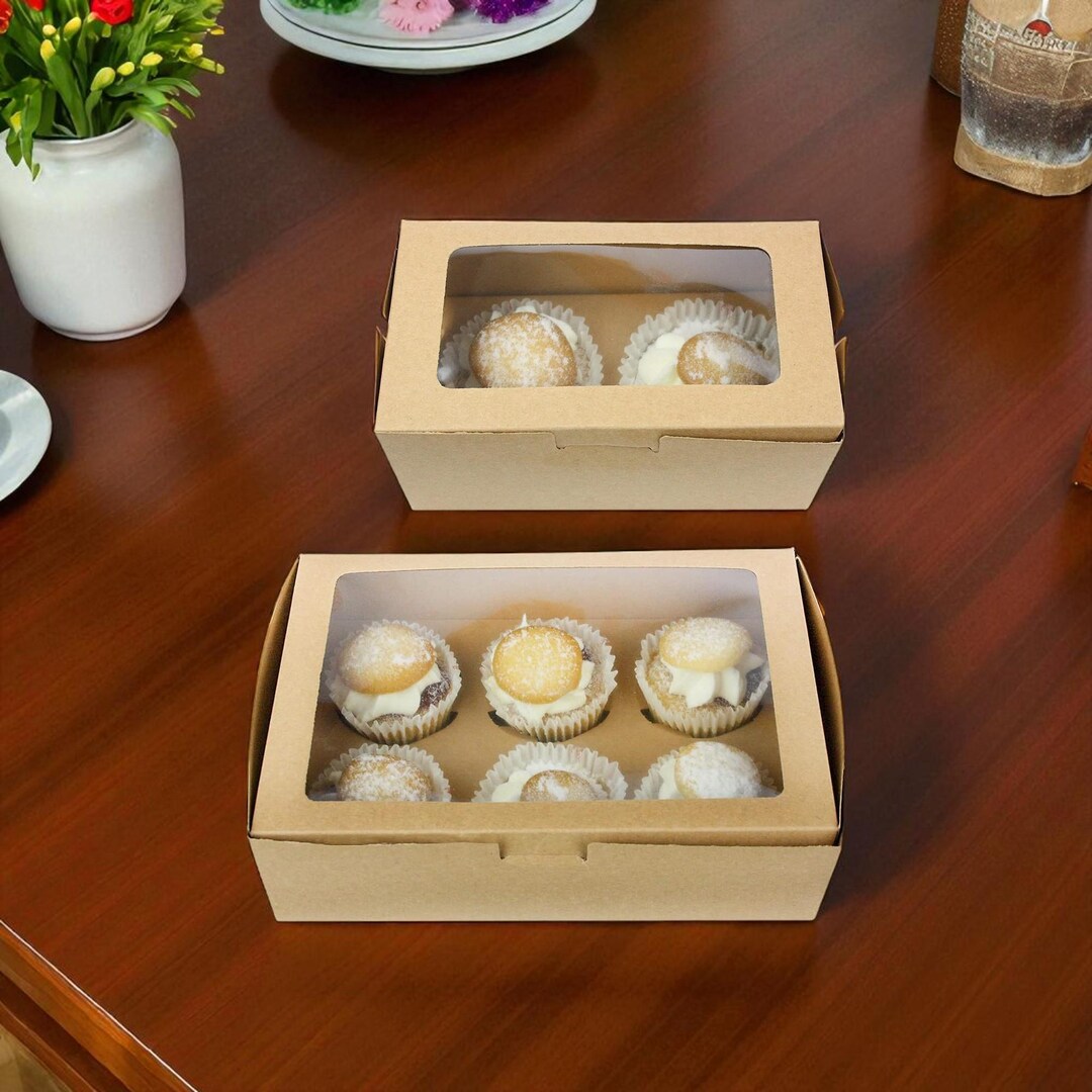 Kraft Cupcake Boxes With Clear Window: Holds 2, Party Favor Boxes - Etsy