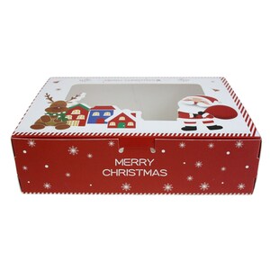 Pack of 12/36/96 White Red Santa Box With Clear Lid Gift Box for ...
