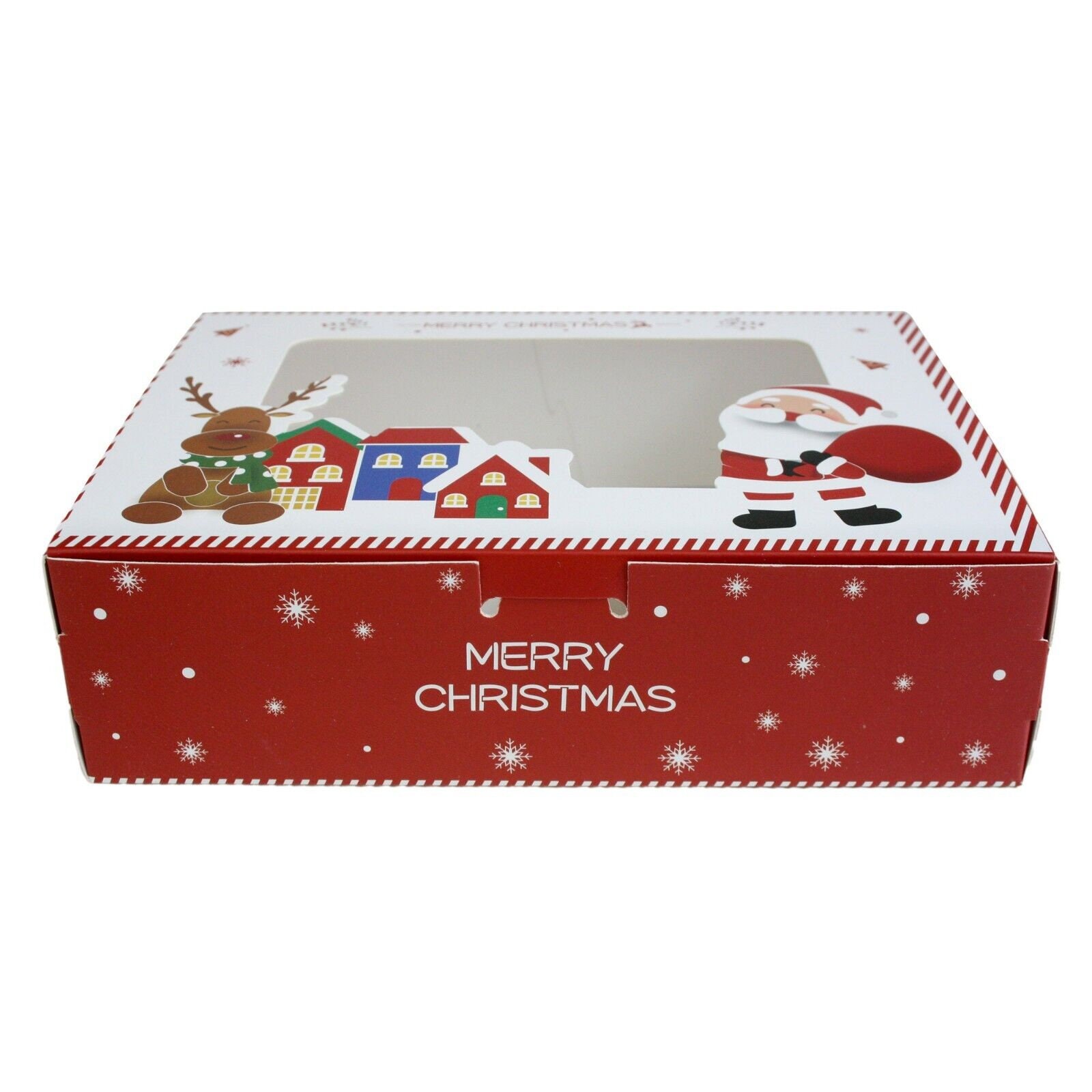 Pack of 12/36/96 White Red Santa Box With Clear Lid Gift Box for ...