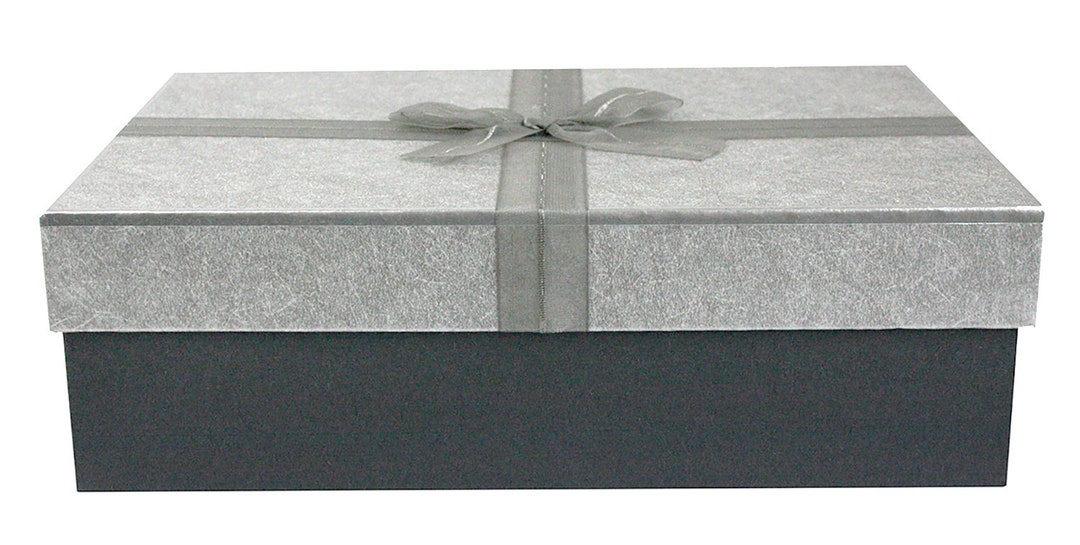 Light Grey Box With Silver Lid, Grey Fabric Decorative Ribbon With ...