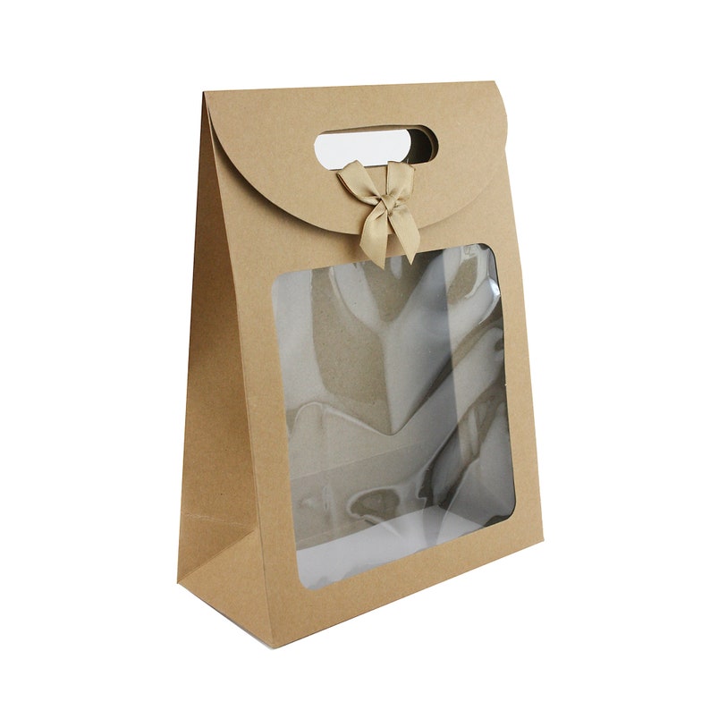 Strong Paper Stand up Gift Bag, Brown, White and Black Kraft Bag With ...