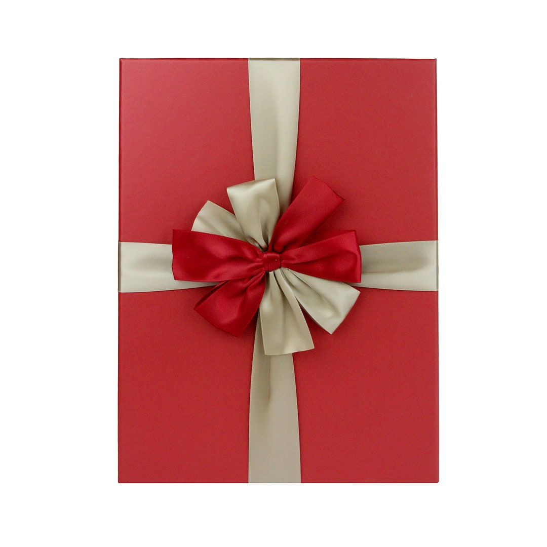 Rigid Gift Box, 31.5 X 23 X 8.5 Cm, Red Box With Lid, Brown Interior ...