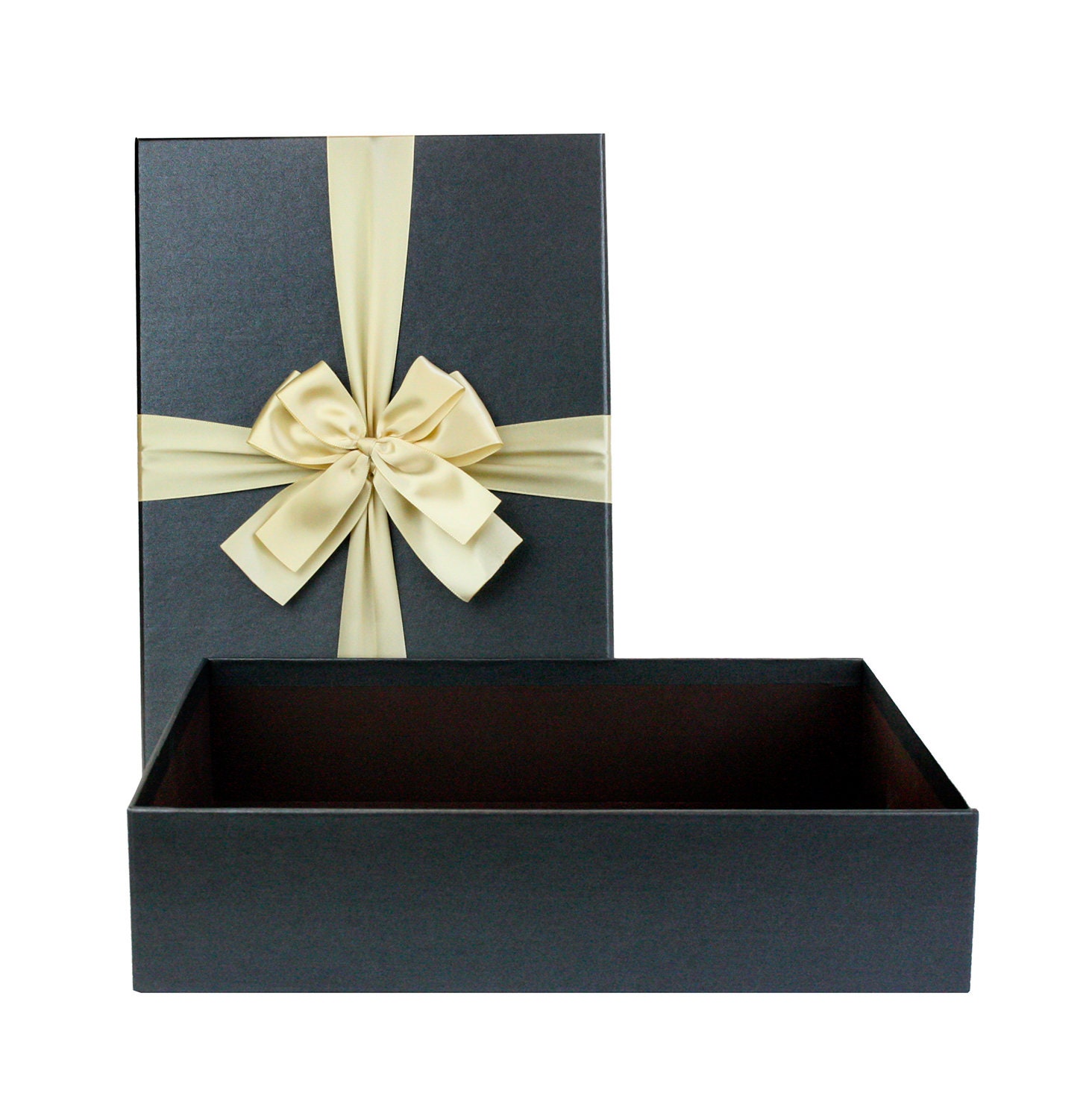 Rigid Gift Box With Lid Brown Interior and Bow Decorative - Etsy