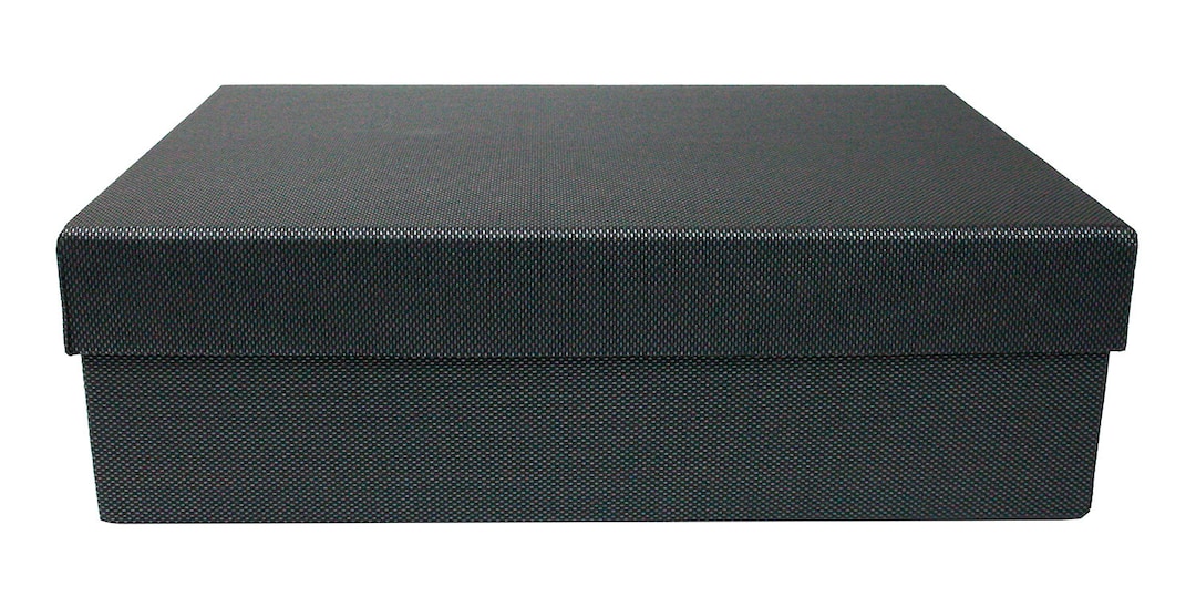 Textured Black Box With Black Lid , Printed Interior With Shredded ...