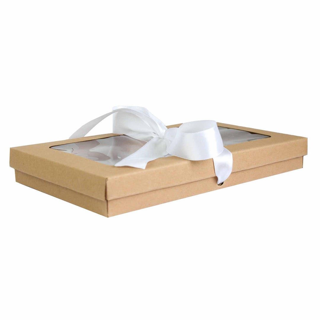 Pack of 96 Brown Rectangle Kraft Boxes With Clear Lid, Various Colored ...