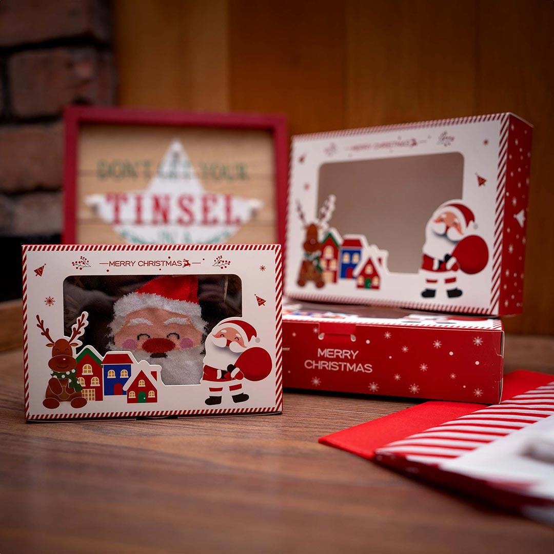 Pack of 12/36/96 White Red Santa Box With Clear Lid Gift Box for ...