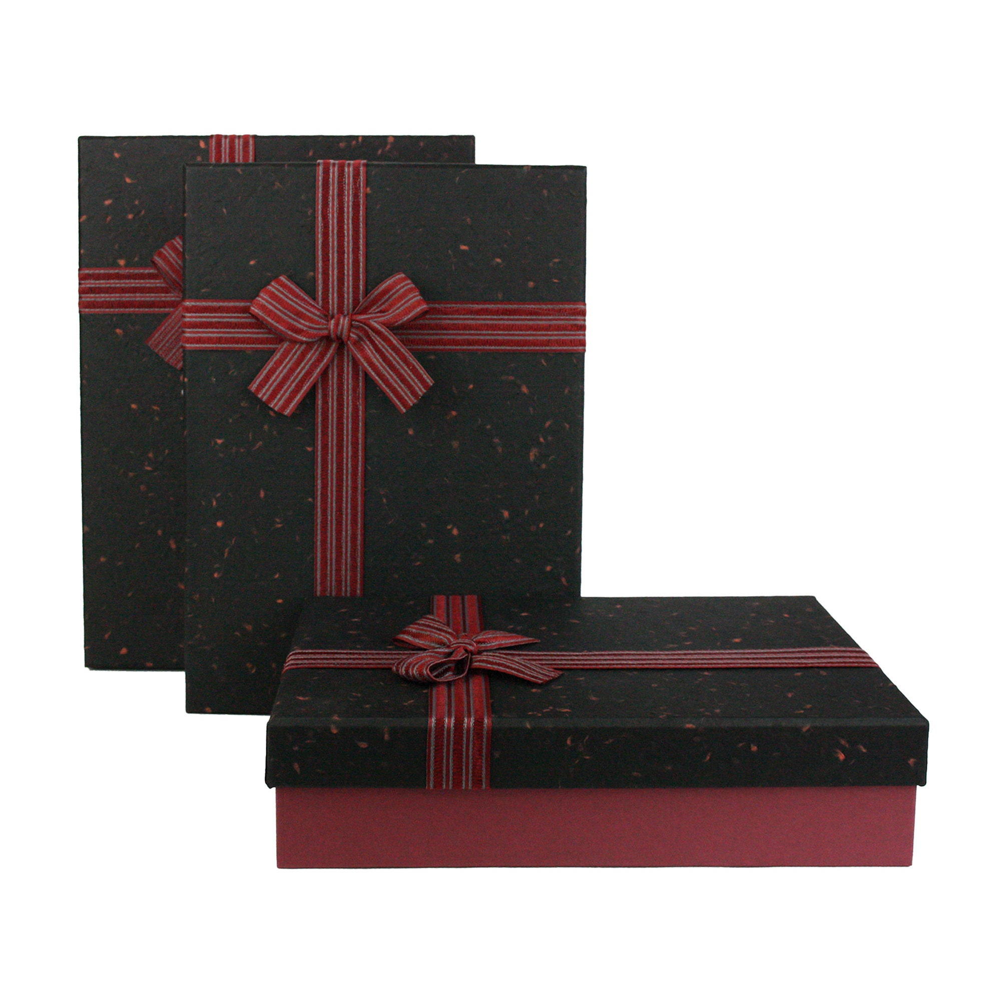 Rigid Gift Box With Lid, Brown Interior and Bow Decorative Ribbon, Set ...