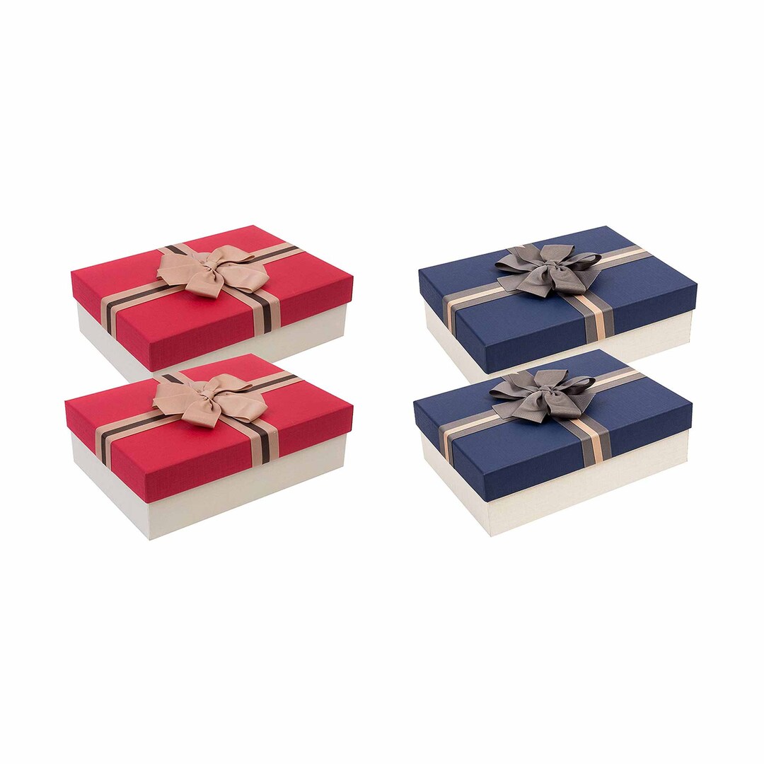 Set of 2 Rigid Luxury Rectangle Presentation Gift Box, Cream Box With ...