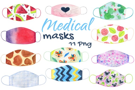 Handmade Medical Face Mask Fashion Art Transparent Png. | Etsy