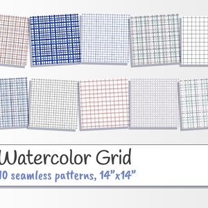 Grid Watercolor Geometric Seamless Patterns Clip Art Scrapbooking ...