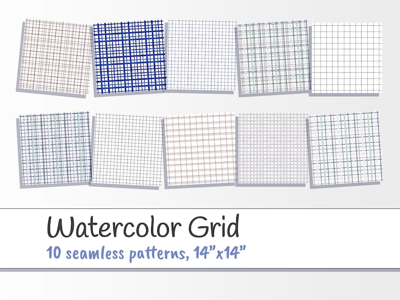 Grid Watercolor Geometric Seamless Patterns Clip Art Scrapbooking ...