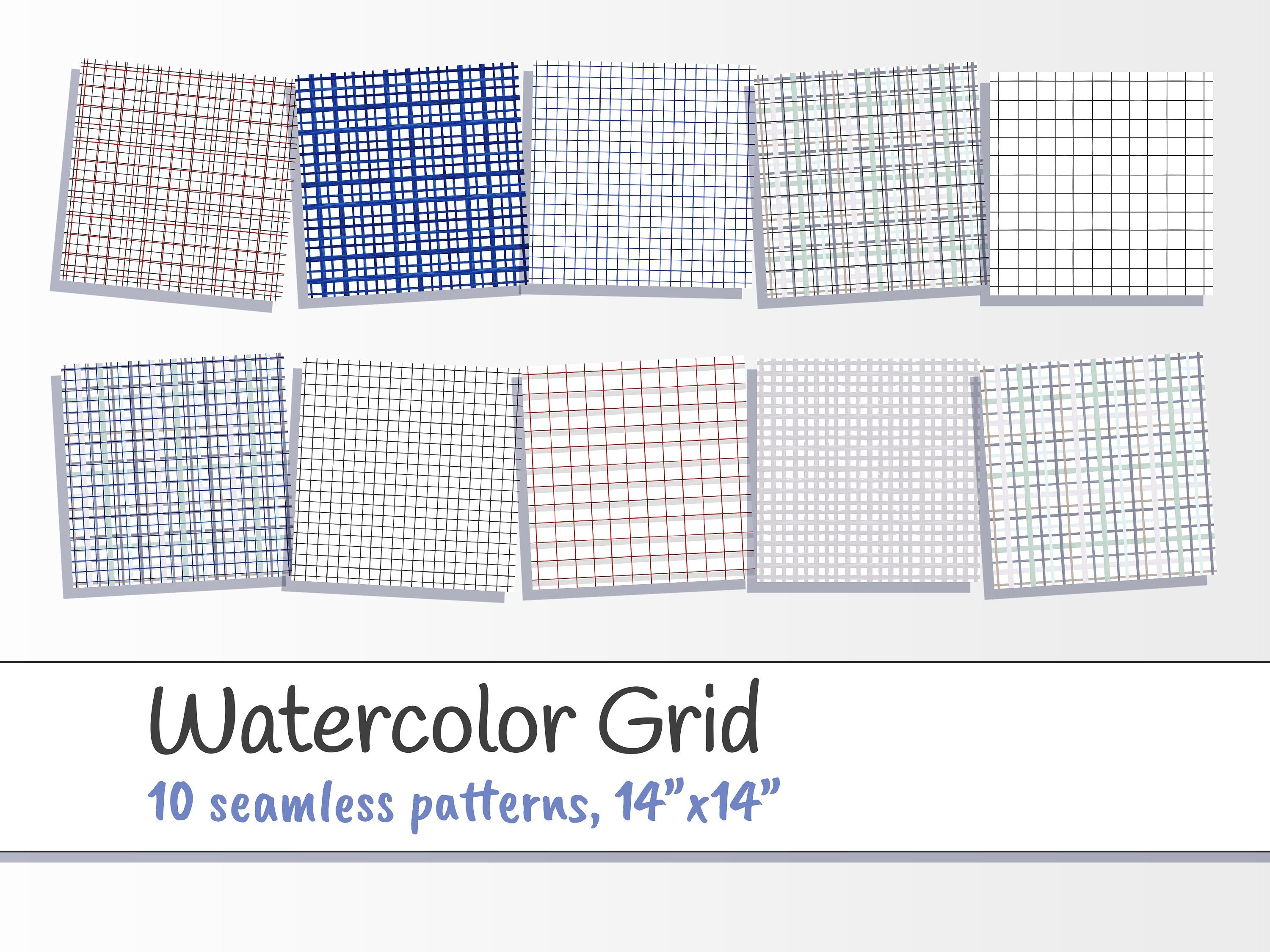 Grid Watercolor Geometric Seamless Patterns Clip Art Scrapbooking ...