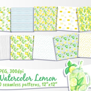 Lemons Digital Paper Clip Art, Seamless Patterns Files Background ...