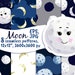 Moon Phase Seamless Digital Pattern Vector Moon Digital Paper Printable ...