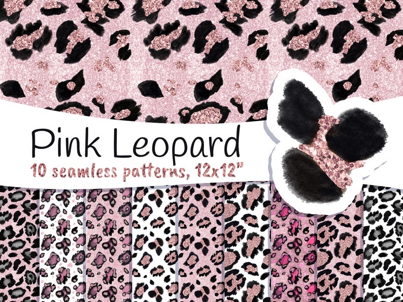 Leopard Spots Seamless Patterns Rose Gold Pink Glitter Cheetah Safari ...