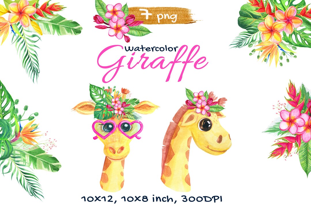 Watercolor Cute Baby Giraffe Animals Nursery Printable. Jungle Zoo ...