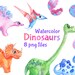 Watercolor Dinosaur Birthday Party Clipart Cute Dinosaurs Prehistoric ...