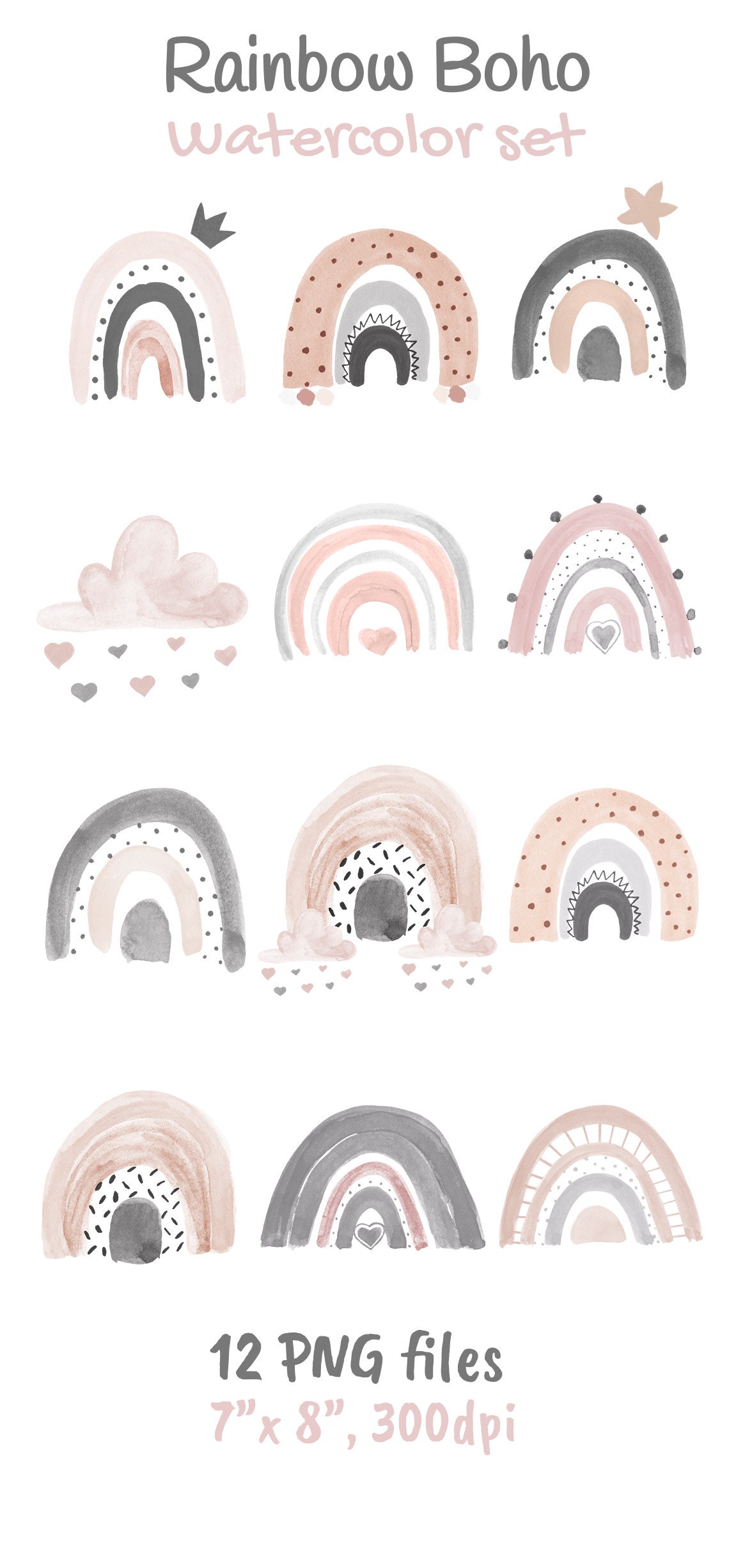 Boho Neutral Rainbow Blush Pink Modern Clip Art, Transparent Png Baby ...