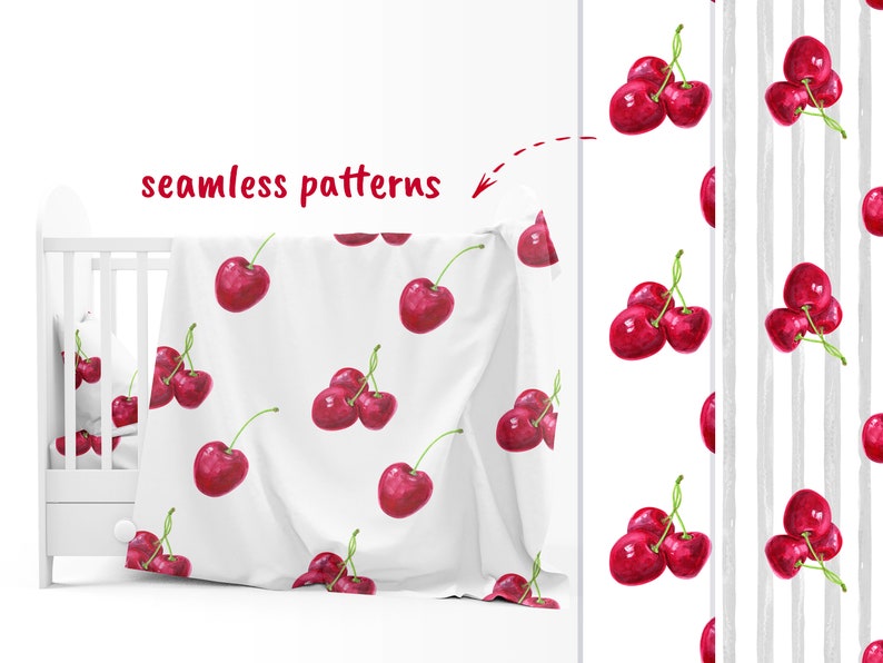 Cherry Digital Paper Watercolor Cherries Red Berries Fruits - Etsy