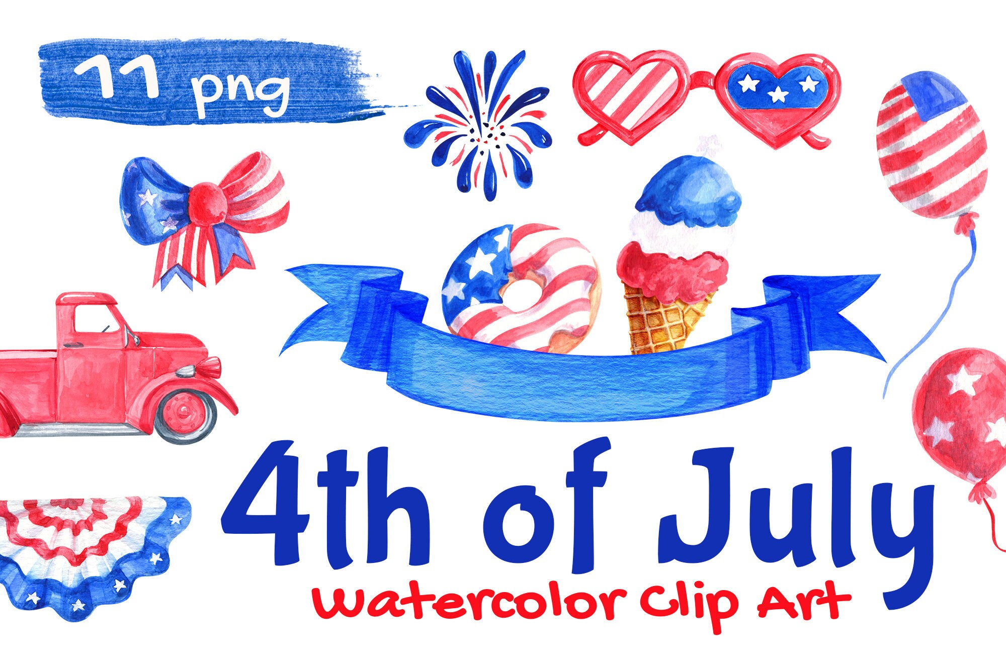 Holiday American Clip Art 4th of July 4th Png USA Patriotic Decor ...