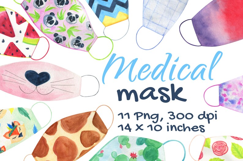 Handmade Medical Face Mask Fashion Art Transparent Png. | Etsy