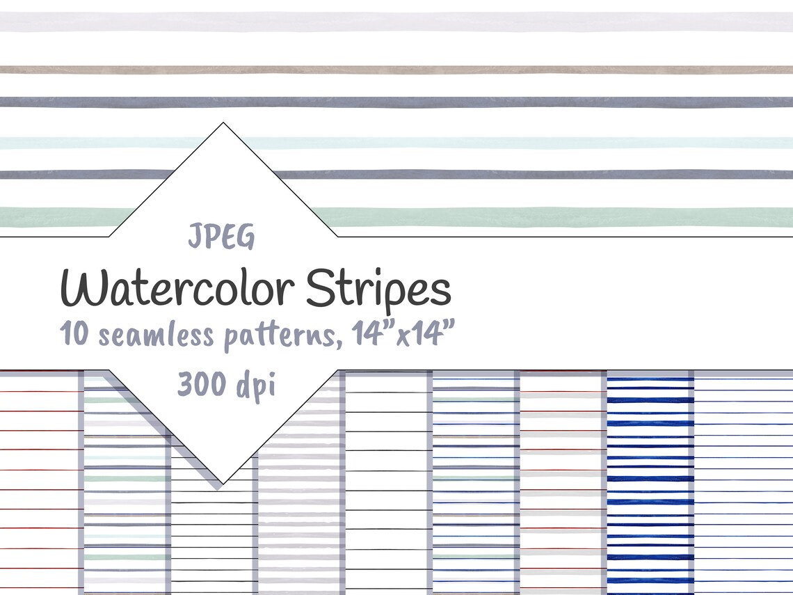 Watercolor Horizontal Stripes Digital Scrapbook Tile Papers - Etsy