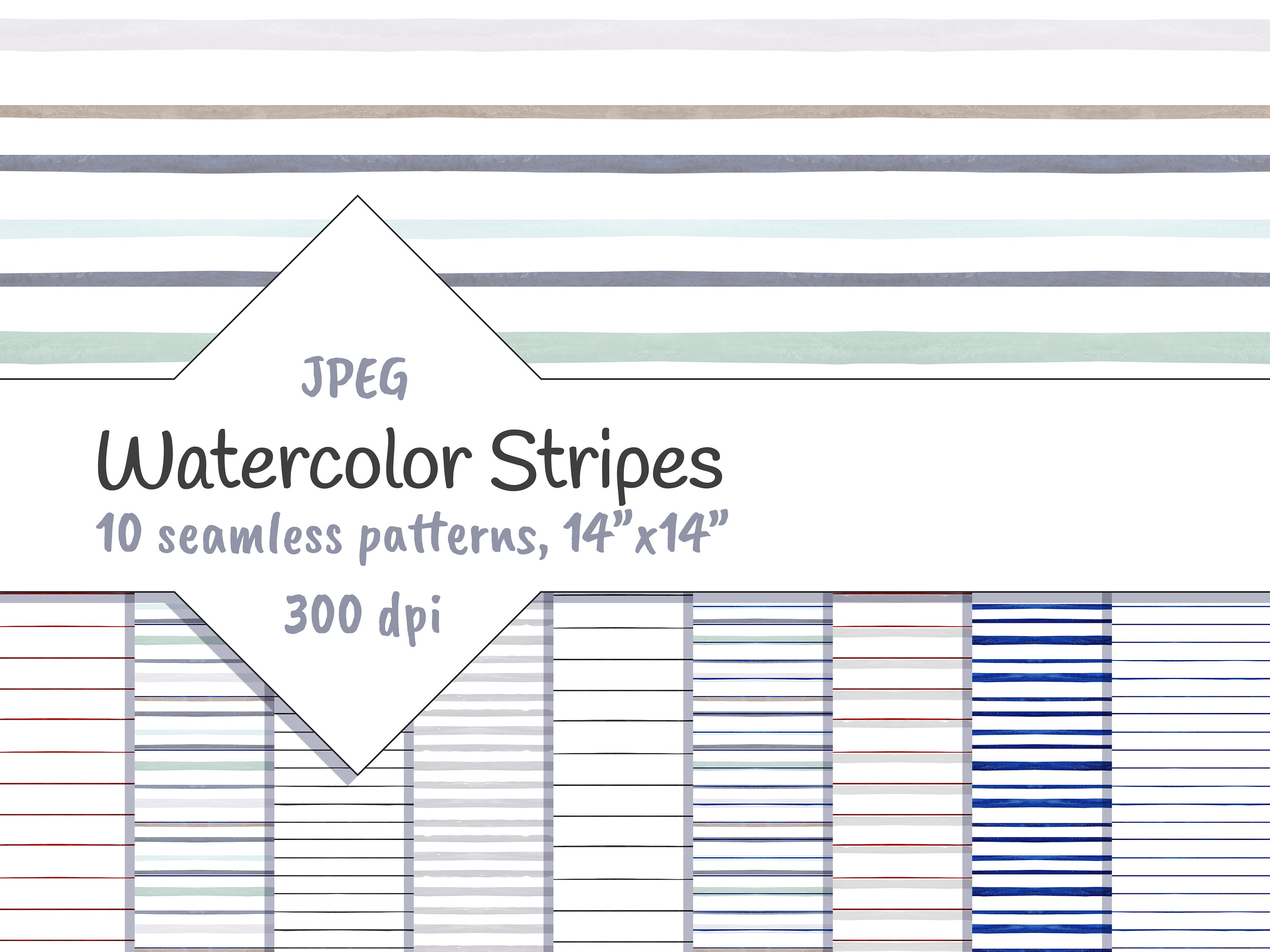 Watercolor Horizontal Stripes Digital Scrapbook Tile Papers Clipart ...