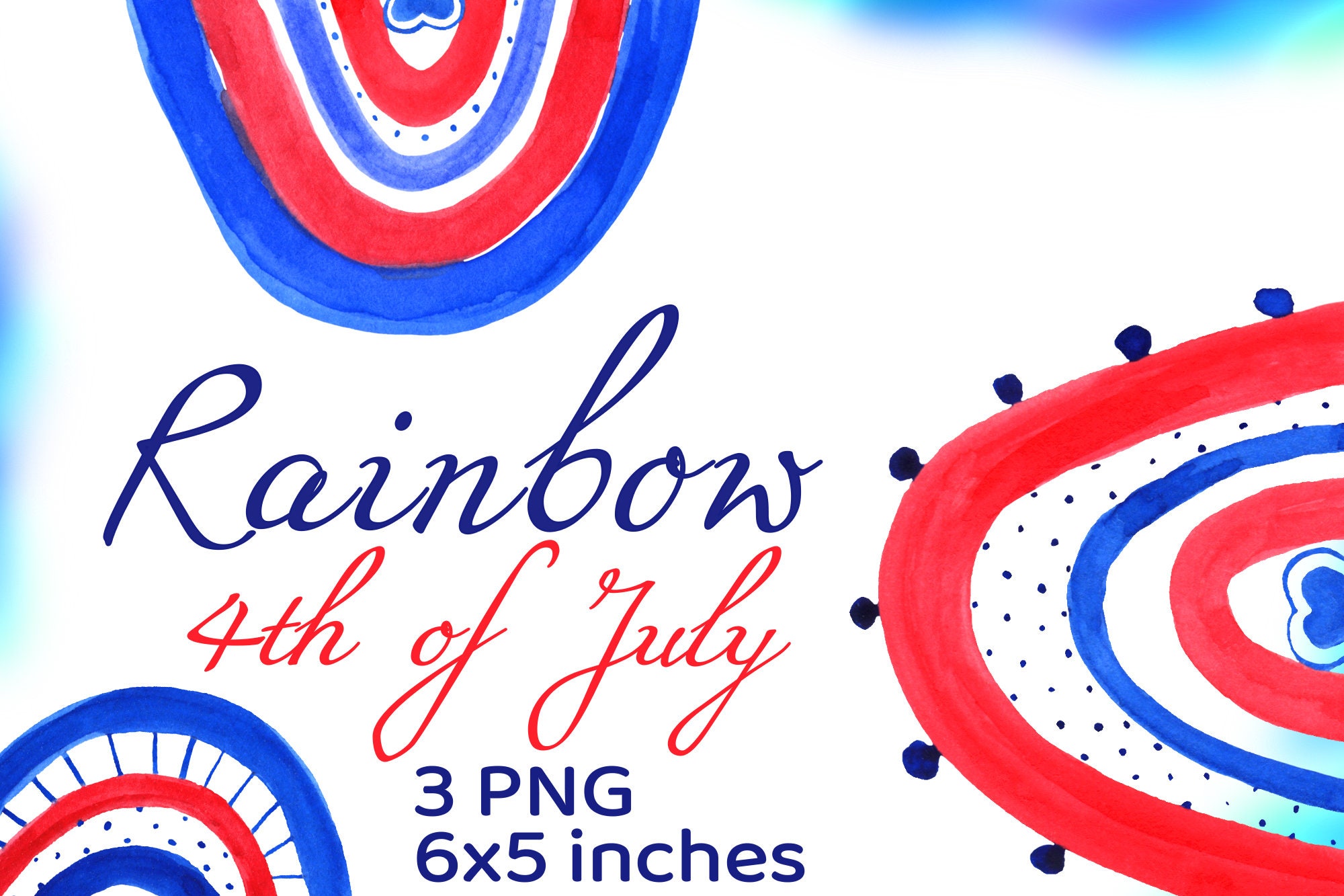 Watercolor Rainbow Clip Art, USA Patriotic Independence Day Art, Png ...
