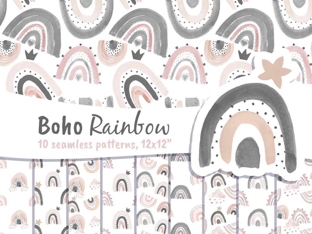 Rainbow Background Digital Paper Watercolor Clip Art Baby Shower ...