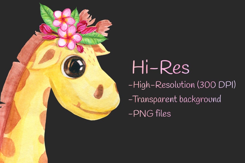 Watercolor Cute Baby Giraffe Animals Nursery Printable. Jungle Zoo ...