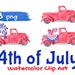 Handpainted Clipart, USA Independence Day, Vintage Red Truck, 4th of ...