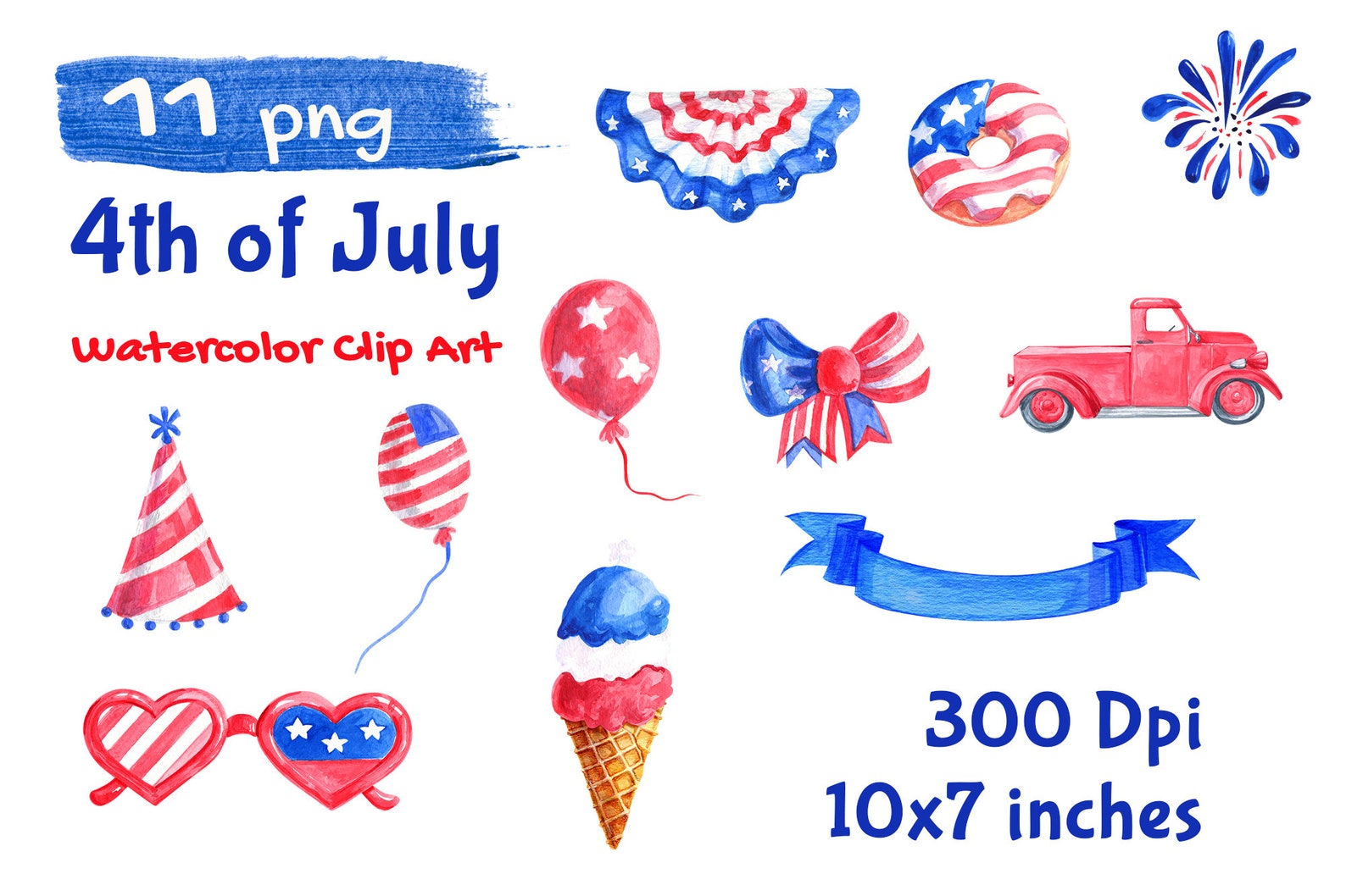 Holiday American Clip Art 4th of July 4th Png USA Patriotic Decor ...