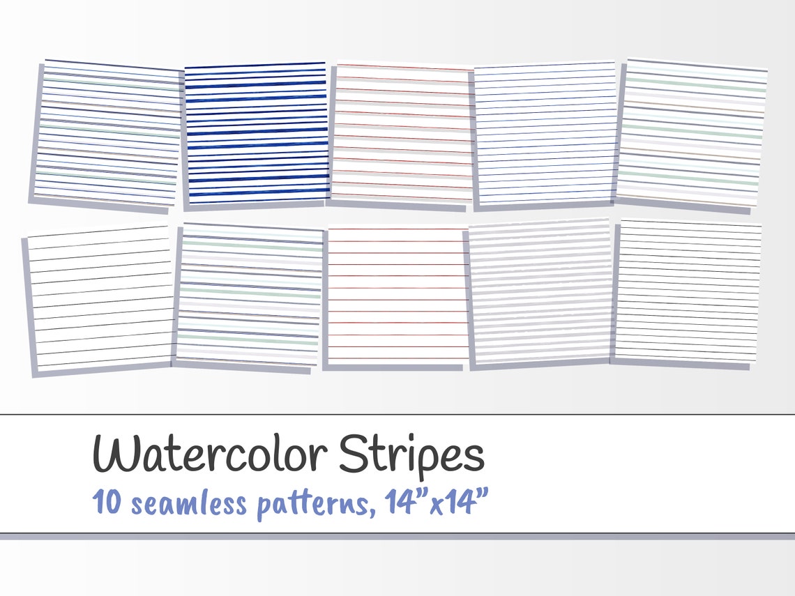 Watercolor Horizontal Stripes Digital Scrapbook Tile Papers - Etsy