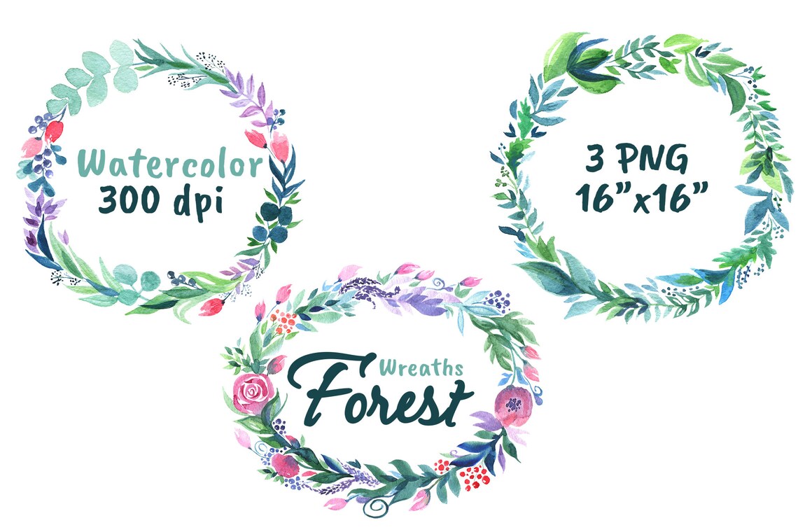 Wildflower Wreath Watercolor Rustic Flowers Clipart - Etsy