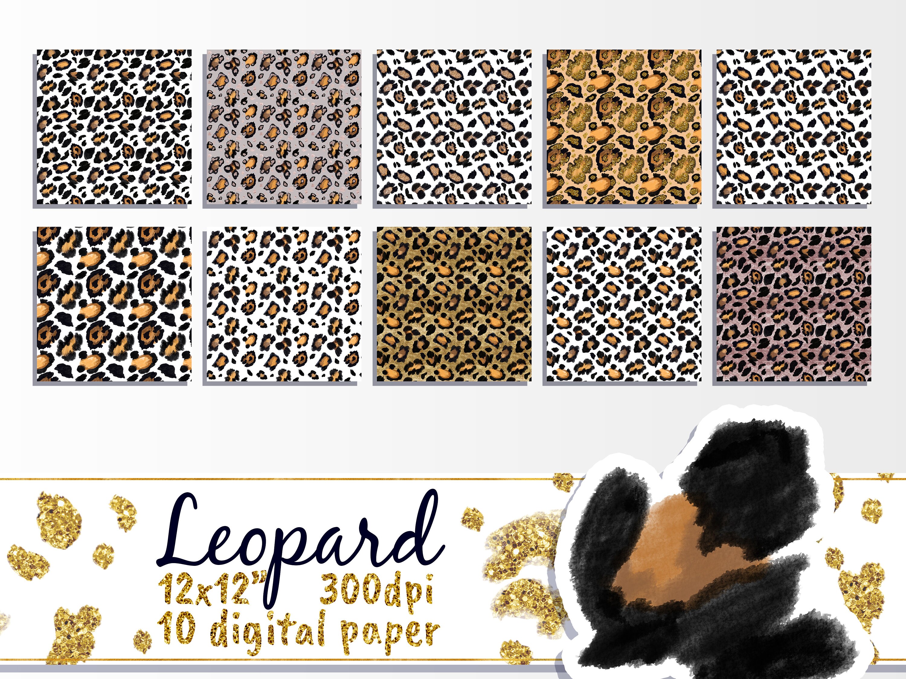 Leopard Rose Gold Digital Paper Pack, Cheetah Pink Glitter Seamless ...