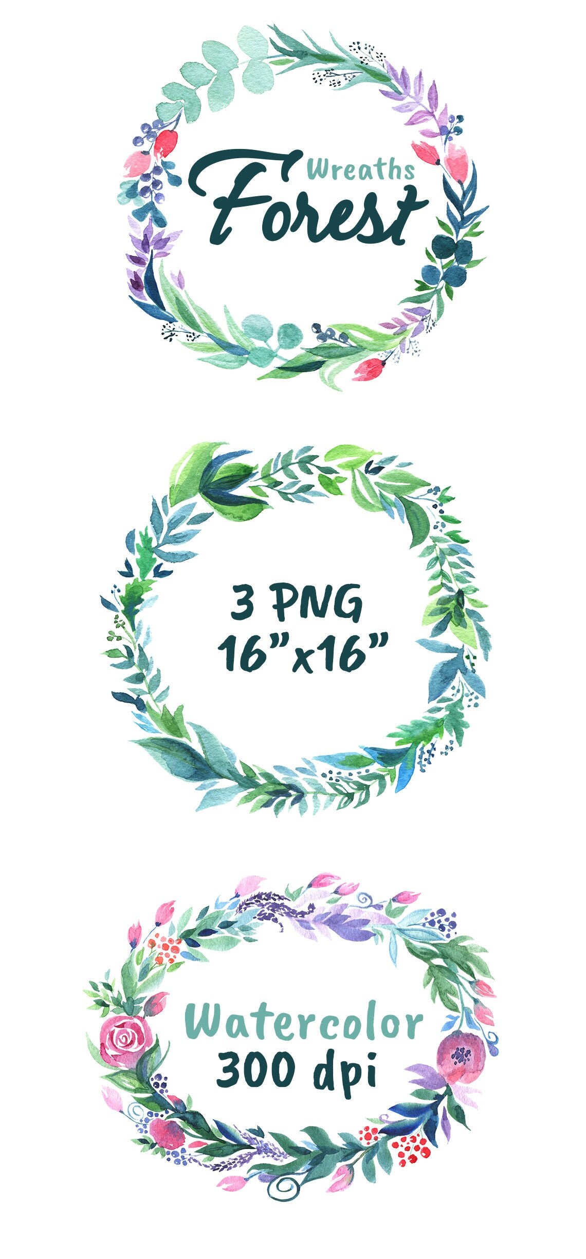 Wildflower Wreath Watercolor Rustic Flowers Clipart - Etsy