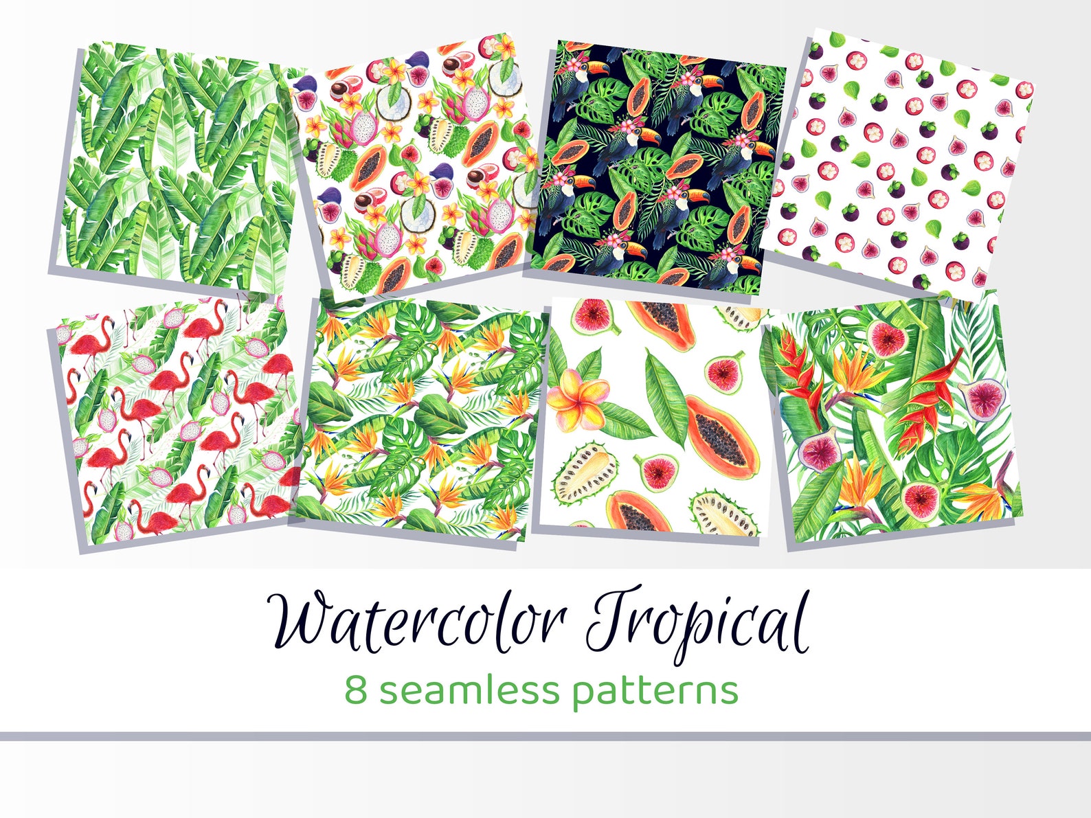 Watercolor Clipart Tropical Summer Hawaii Digital Paper Palm Leaf ...