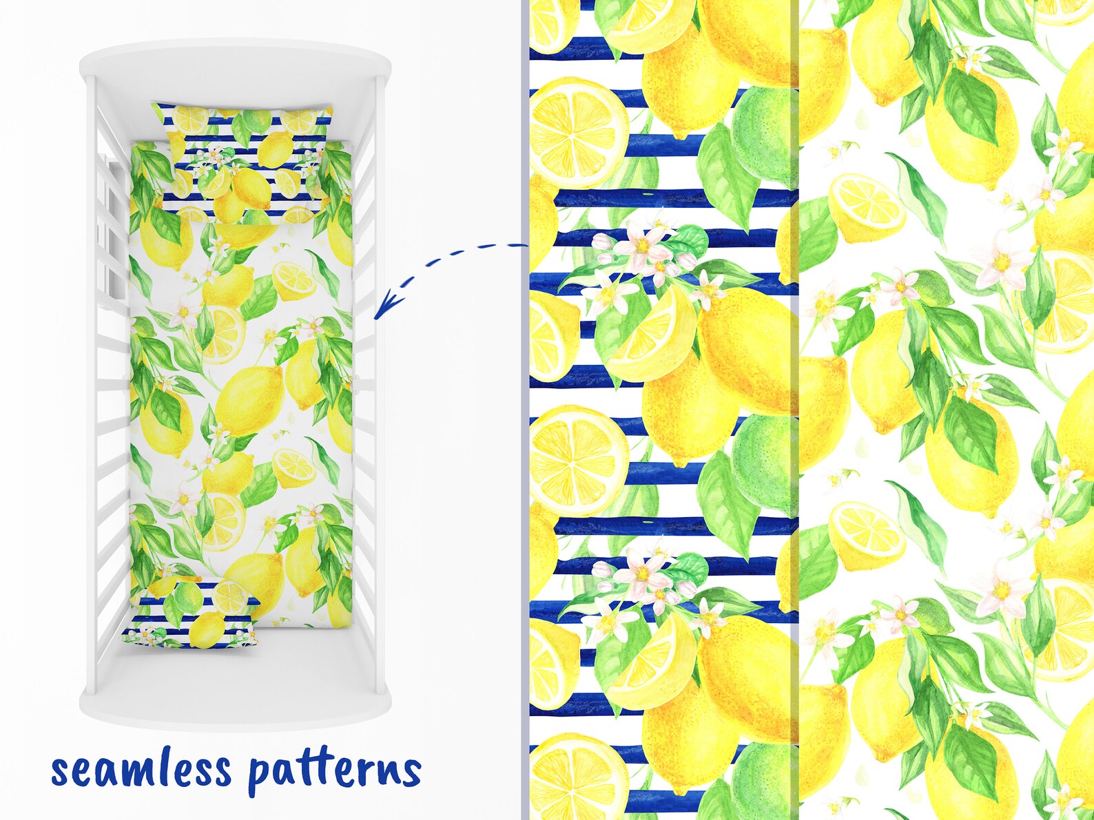 Lemon Digital Paper Watercolor Seamless Patterns Background | Etsy