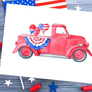Watercolor Clipart, Handpainted 4th of July, Fourth of July ...